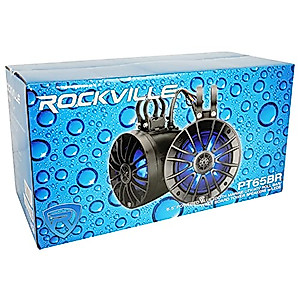 Rockville PT65BR 6.5" Powered Bluetooth LED Tower Speakers for ATV/UTV/RZR/Cart, Black