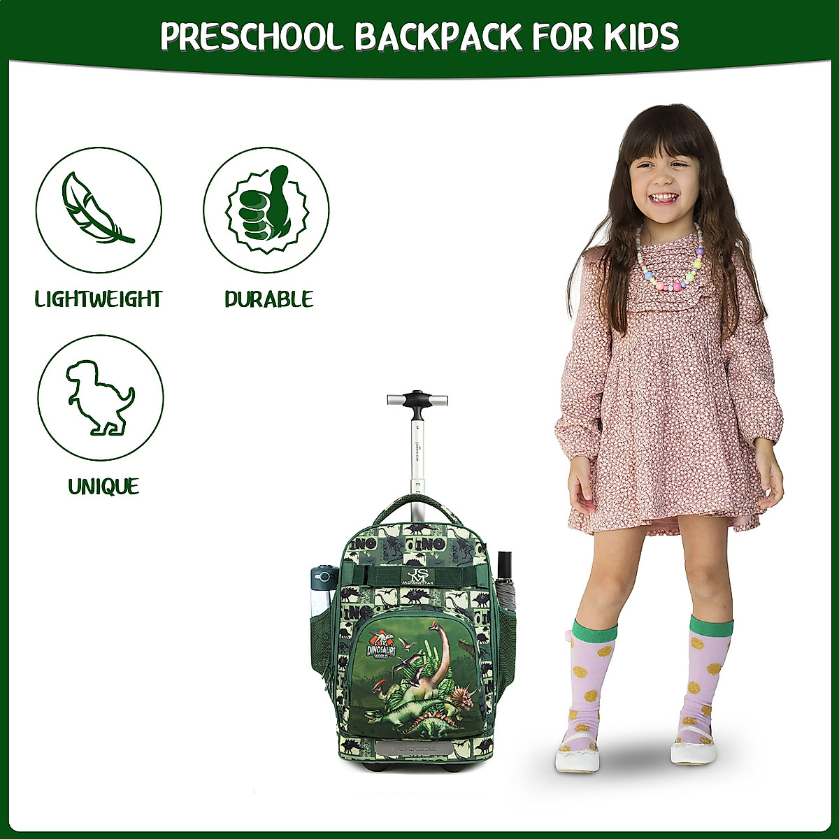 ZBAOGTW Rolling Backpack for Girls,Thickened Base Unicorn Rolling Backpack for Girls with Lunch Box and Pencil Box,Kids Rolling Suitcase18.9"x12.6"x8.26"