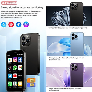 XS16 Mini 4G Smartphone 3.0 Inch Quad Core Dual Sim Ultra Thin Unlocked Android 10.0 Card Mobile Phone WiFi Bluetooth Hotspot Student Pocket Cellphone (Blue 2GB+ 16GB)