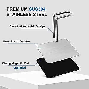 ESINAM Magnetic Paper Towel Holder Upgraded Version, Strong Magnets RV Paper Towel Holder Wall Mount for Refrigerator & Grill, Pegboard Hanging Paper Towel Holder - Premium Silver Stainless Steel