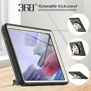 Tablet PC Case Hard Rugged Protective Cover Compatible with Samsung Galaxy Tab A7 Lite 8.7 inch T220/T225 (2021) Tablet - Multi-layered Protective Case with Screen Protector, 360° Rotatable Stand/Hand