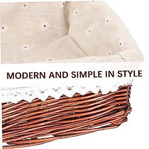 Zerodeko Storage Woven Basket Wicker Baskets Storage Baskets for Shelves Rectangular Wicker Basket Bathroom Baskets for Woven Rattan Storage Tray Garbage can Cotton Linen Toilet Paper