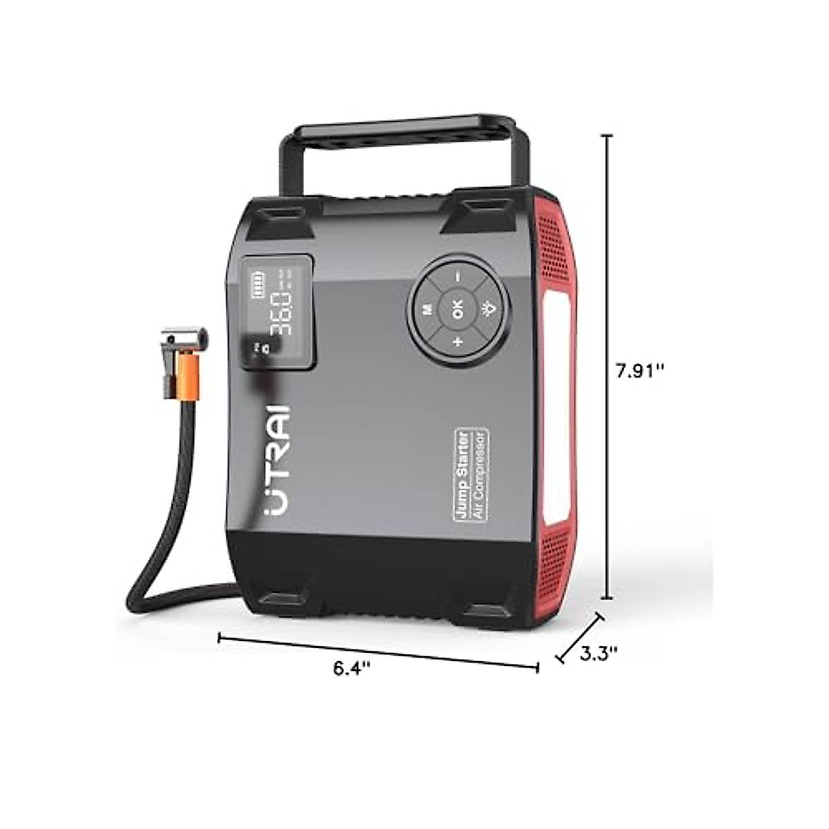 Car Jump Starter with Air Compressor, UTRAI Portable Car Battery Jump Starter 5000A Peak 12V Car Battery up to Jump Box All Gas/ 8.0L Diesel with Tire Inflator, DC 160W Jump Start Battery Pack