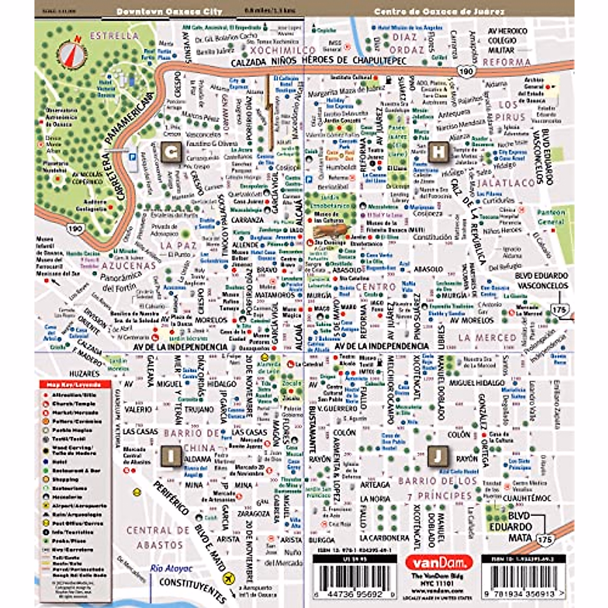 StreetSmart® Oaxaca Map by VanDam -- Laminated State, Region and City Map to Oaxaca, Mexico with all attractions, sights, museums, mezcalerias, hotels, ... 2024 Edition (English and Spanish Edition)