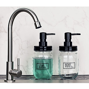 Onsogi Regular Mouth Plastic Mason Jar Soap Dispenser Pumps and Lids- Rust-Proof Mason Jar Accessories Rustic Farmhouse Kitchen Counter Top Bathroom Decor and Organization - 6 Pack