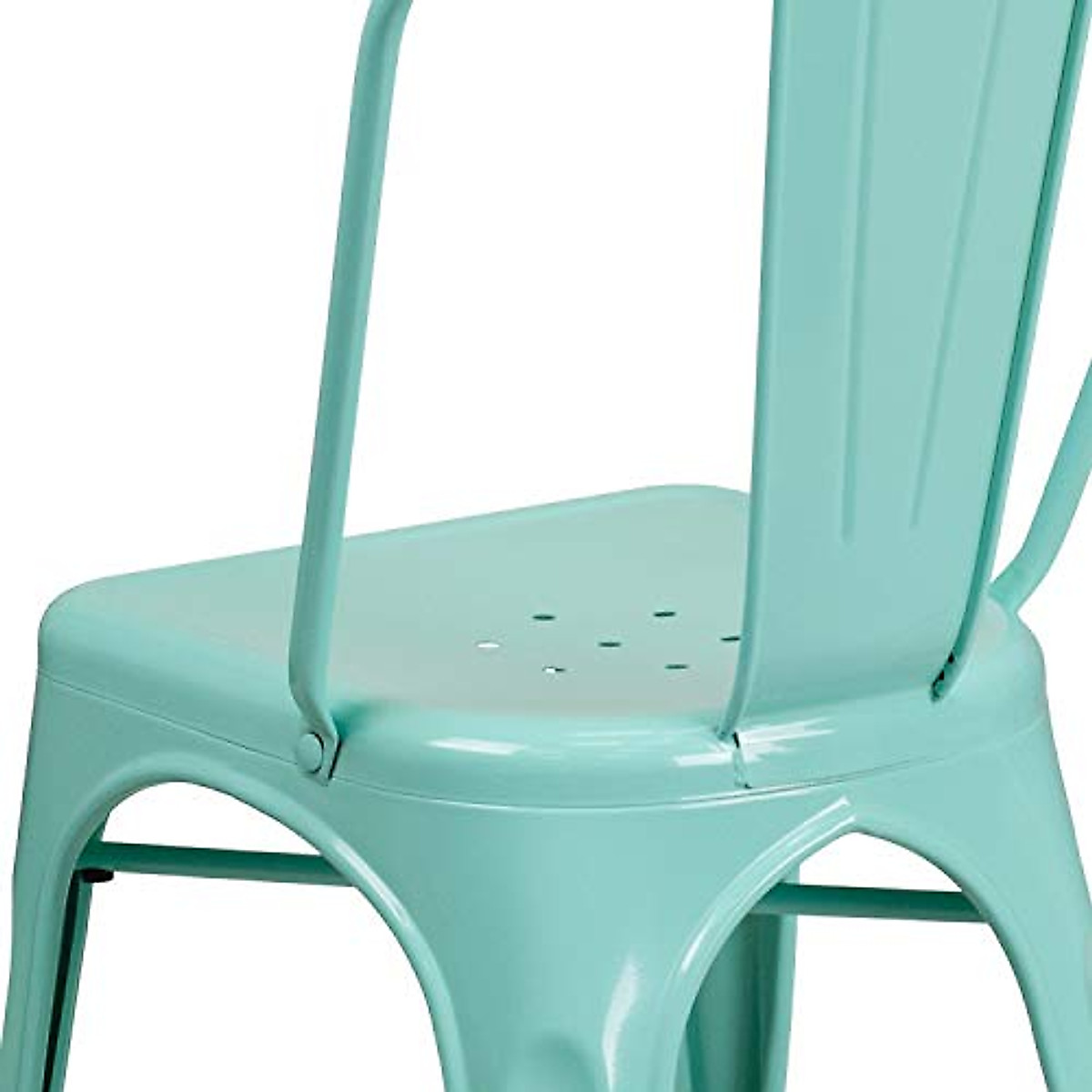 Flash Furniture Commercial Grade Mint Green Metal Indoor-Outdoor Stackable Chair