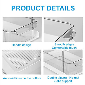 Xicennego Stackable 2-Tier Sliding Storage Drawer, Kitchen Spice Storage Rack, Cosmetic Storage,Under Sink Cabinet Organizer, For Kitchen, Bathroom, Bedroom, Cabinets