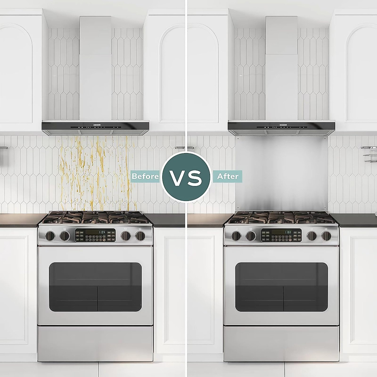 zsttion Stainless Steel Backsplash ，24 x 30Inch Range Hood Stove Backsplash for Kitchen Wall，Stainless Steel Sheet Four Pre Drilled Holes for Easy Installation (1)