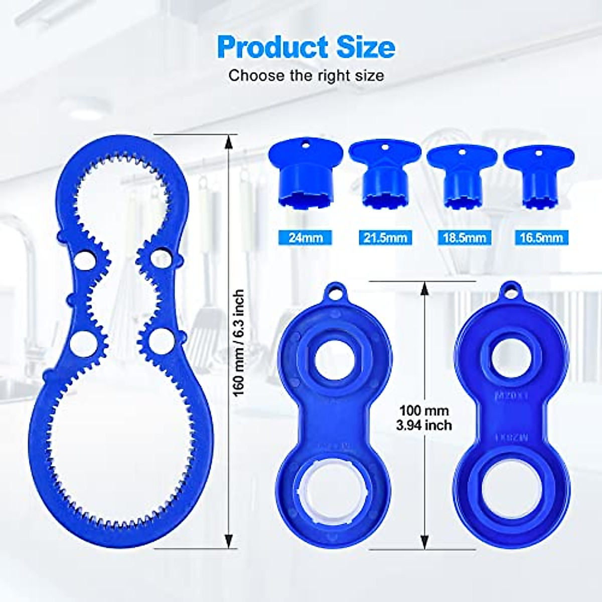 Aerator Key, Faucet Aerator removal tool, Faucet wrench with Aerator Shell Removal Tool, Replacement Cache Aerators for Sink M 16.5, 18.5, 21.5, 24 mm Tap Aerators Flow Restrictor