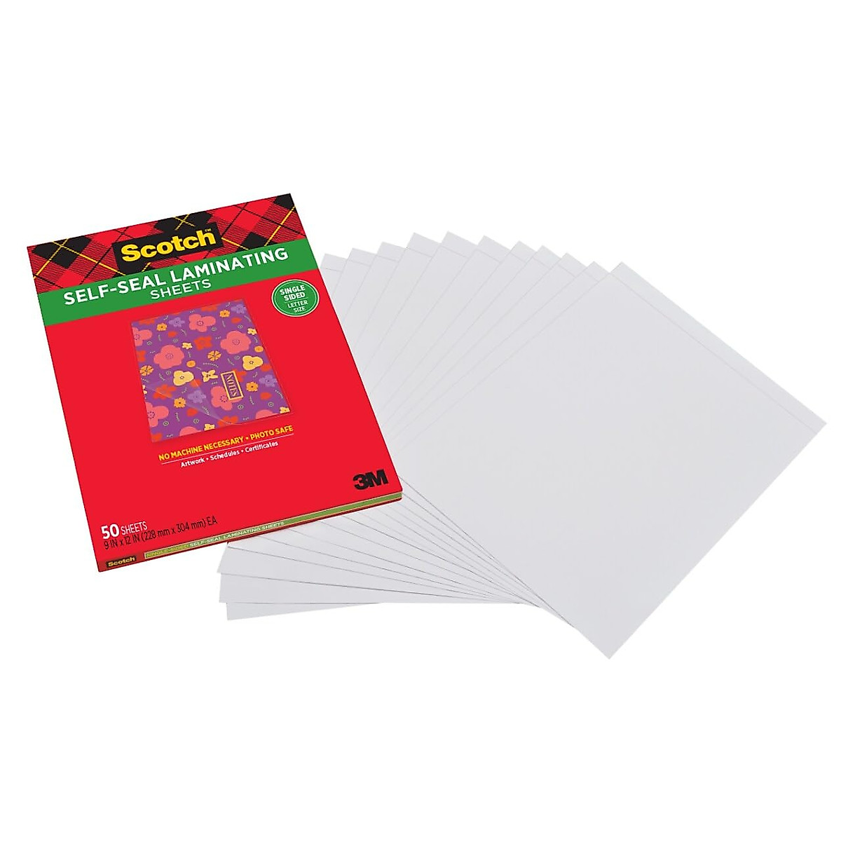 Scotch Self-Seal Laminating Sheets, 50 Sheets, Single Sided, Letter Size (LS854SS-50)