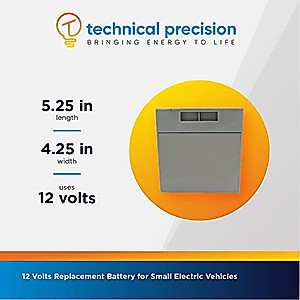 12V Battery for Barbie Beach Party Jeep Wrangler H4433 Power Wheels Fisher Price by Technical Precision - Rechargeable Gray Battery - 1 Unit