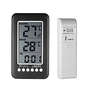 Indoor Outdoor Thermometer, LCD ℃/℉ Wireless Digital Thermometer with 200ft/100m Range Temperature Sensor