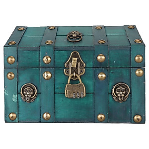 Rensis Wooden Storage Box,Decorative Wooden Keepsake Boxes Treasure Chest Jewelry,Large Capacity Decorative Vintage Organizer Case with Password Lock for Jewelry Gift