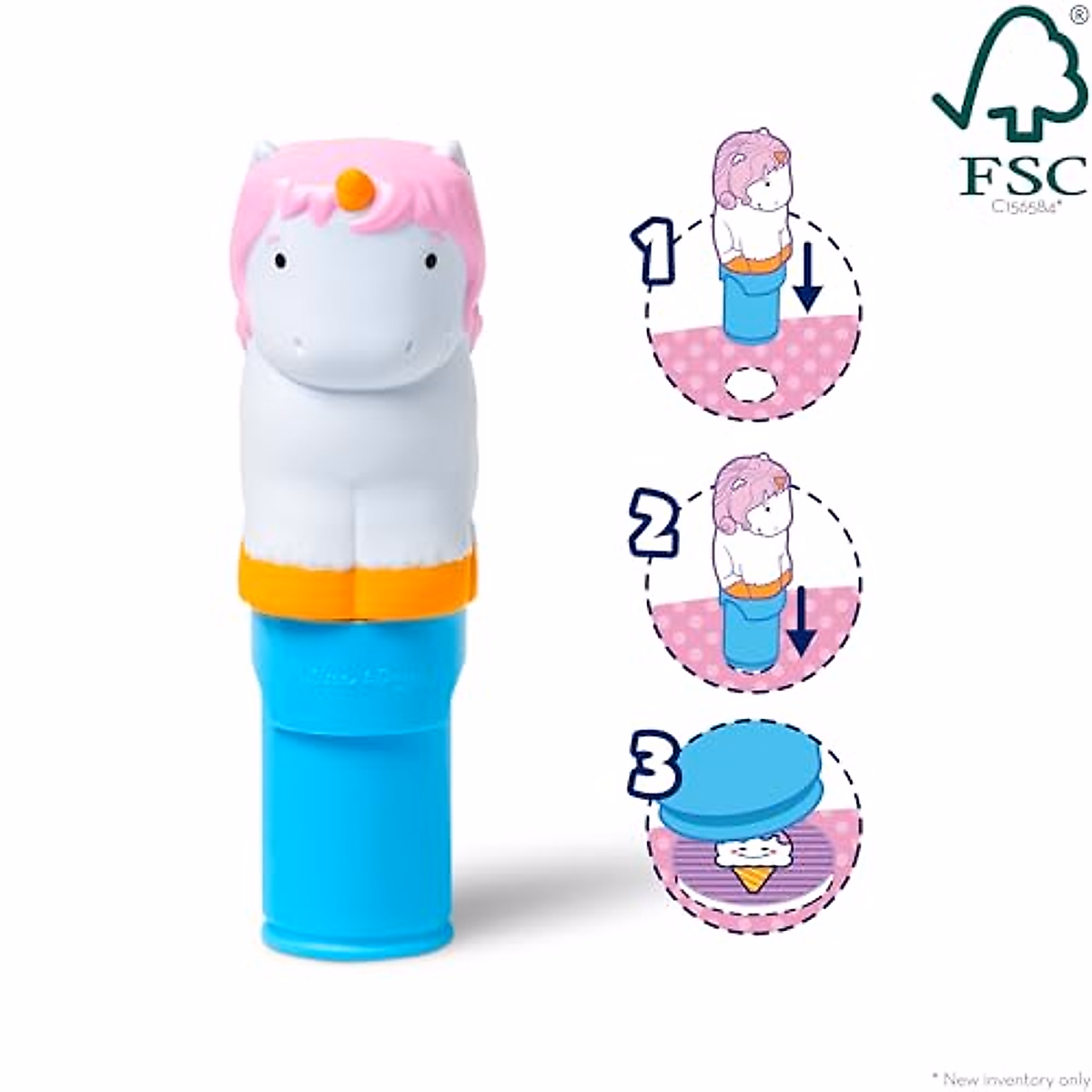 Melissa & Doug Sticker WOW!™ 24-Page Activity Pad and Sticker Stamper, 300 Stickers, Arts and Crafts Fidget Toy Collectible Character – Unicorn - FSC Certified