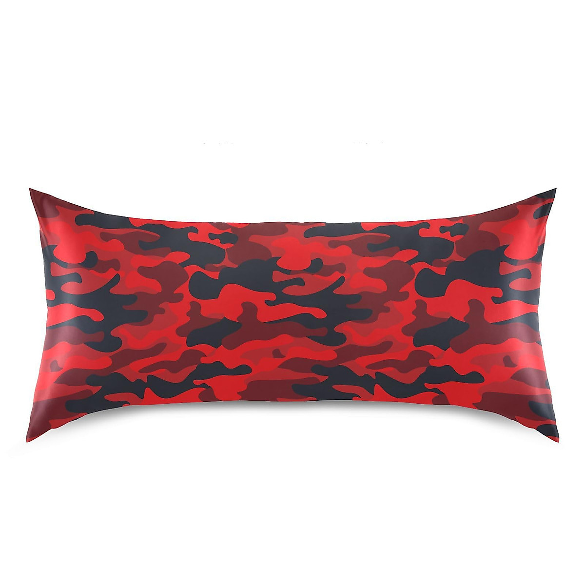 Red Camo Pillow Covers Silk Pillowcase for Hair and Skin Soft and Smooth Cooling Satin Pillowcase Standard Size Pillow Case for Women Bedroom Bed Sleeping (20x30 Inch)