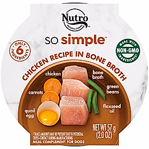 Nutro So Simple Meal Complement Wet Dog Food Chicken Recipe in Bone Broth, 2 oz. Tubs, Pack of 10