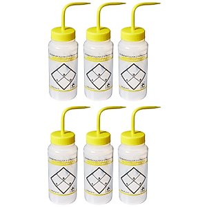 Bel-Art Products F11646-0624 LDPE Scienceware Safety-Labeled Wash Bottles, Isopropanol Label, 500 mL Capacity (Pack of 6)