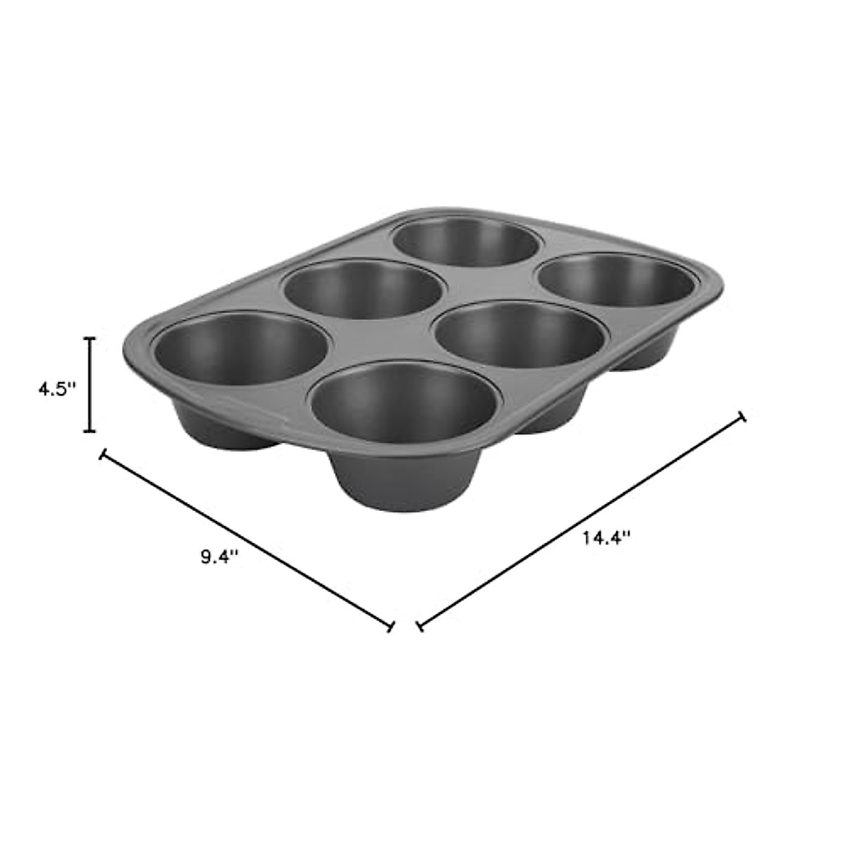 Good Cook 04033 Non-Stick Texas Muffin Pan, Steel, 3-1/2 in Dia x 16-1/2 in L x 10 in W x 8.7 in H