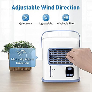 Portable 3 in 1 Air Cooling Cooler - Personal Mini Air Conditioner Fan w/12 H Timer, 500ML Water Tank, 2 Speeds, Adjustable Wind Direction, Low Noise, Ideal for Office Home Room Desk Bedroom Dorm