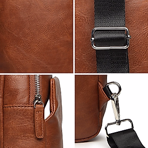 CANTLOR Small Sling Bag Crossbody Backpack Shoulder Bag for Men PU Leather Sling Backpack Daypack for Travel Cycling