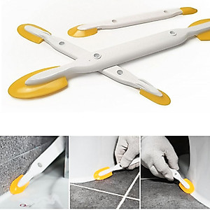 Two-Way Grout Caulk Finishing Tool - 4 Size 2 Pieces Set - Smooth Grout Sealant Silicone Caulking Tool - Rubber Spatula Spreader - Grout Sealer Applicator - Ergonomic Handle Grip