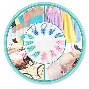 yueton Pack of 12 Clothes Peg Clip Pins Rope Hanging Clothesline Windproof Hanger (Multicolor)