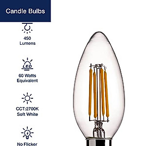 FLSNT 24 Pack LED Candelabra Bulbs 60W Equivalent, B11 Dimmable LED Chandelier Light Bulbs, E12 Base, 2700K Soft White