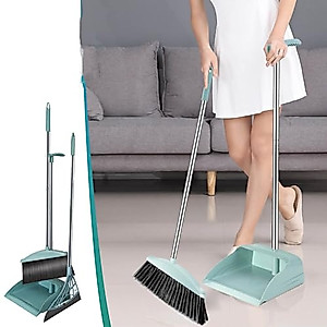 Brooms and Dustpan Set for Home Indoor Brooms with Dustpan Combo Set with Long Handle Angle Brooms for Office, Home, School, Hotel, Kitchen, Floor