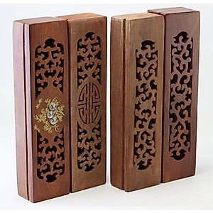 Black Temptation [Flower] Wooden Chopsticks Box Flatware Storage Box Cutlery Organizer Case