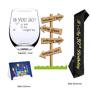 30th Birthday Gifts for Her Stemless Wine Glass 30th Birthday Decorations for Him 30th Birthday Gifts for Women 1993 30th Birthday Card 30th Birthday Sash
