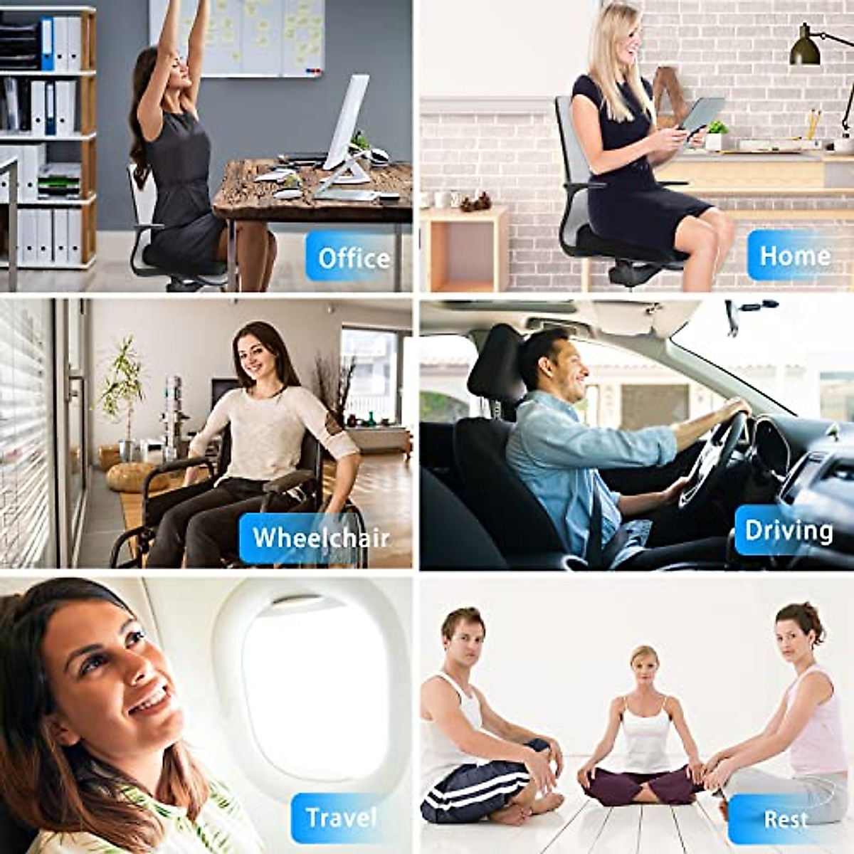 beobeu G2 Seat Cushion Memory Foam Seat Pad Coccyx Pillow for Office Gaming Dinning Chairs Car Seat Cushions Wheelchairs 18x16in (Soft)