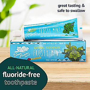Green Beaver All Natural Organic Toothpaste, Vegan, Fluoride Free & Gluten Free Toothpaste, Frosty Mint Flavor, 75ml, 3 Pack