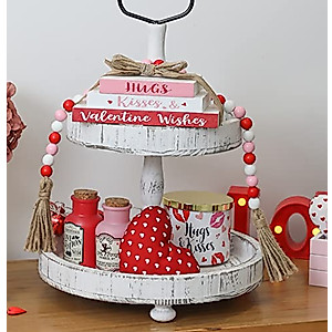 St. Patrick's Day Tiered Tray Decor Reversible Valentines Stack Blocks for Table Kitchen Farmhouse Valentine Shamrock Faux Bundle Decor