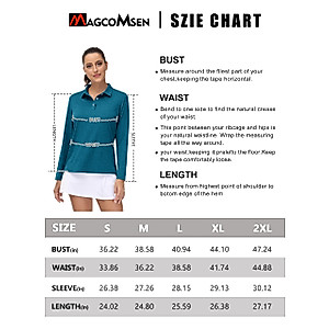 MAGCOMSEN Women Polo Shirts for Work Athleisure Cool Activewear Dry Fit Full Sleeve Tshirts SPF 50 Tops, P Blue, L