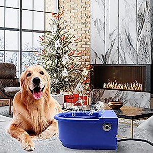 APlayfulBee Automatic Heated Dog Waterer Bowl Feeder Constant Temperature Dispenser 3L Outdoor Thermal Bowl with Float Ball Valves for Pet Dog Horse Cattle Goat Sheep (Blue)
