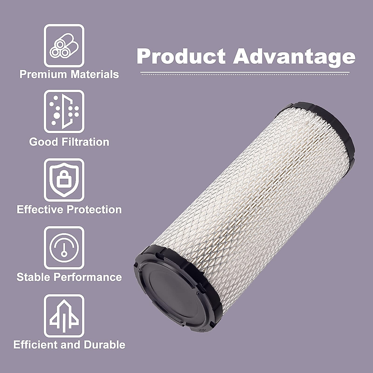 KLWZH 2508301-S Outer Air Filter & 2508304-S Inner for Kawasaki 11013-7020 11013-7019 11013-7044 11013-7045 M131802 M131803 FX651V FD731V FD750D FD791D FH601V FH641V FH680V FH721V Lawn Mower