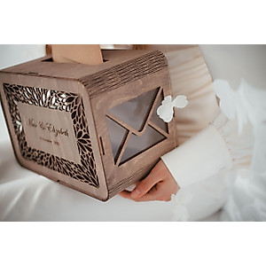 Custom Wedding Card Box, Rustic Wedding Decor, Boho Wedding Post Box, Wedding Money Box, Wood and Acrylic Card Box