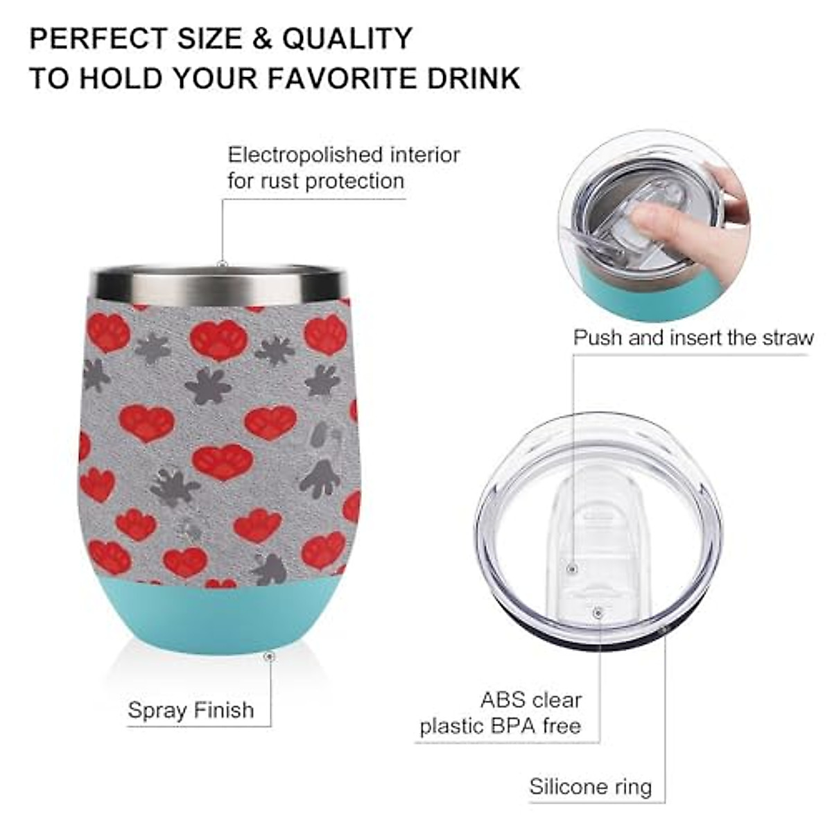 OPTKSNCU 304 Stainless Steel Insulated Cup with Lid, Dog Claw Love Print Print Durable, And Easy to Clean – Ideal for Home, Office, And Gift Giving