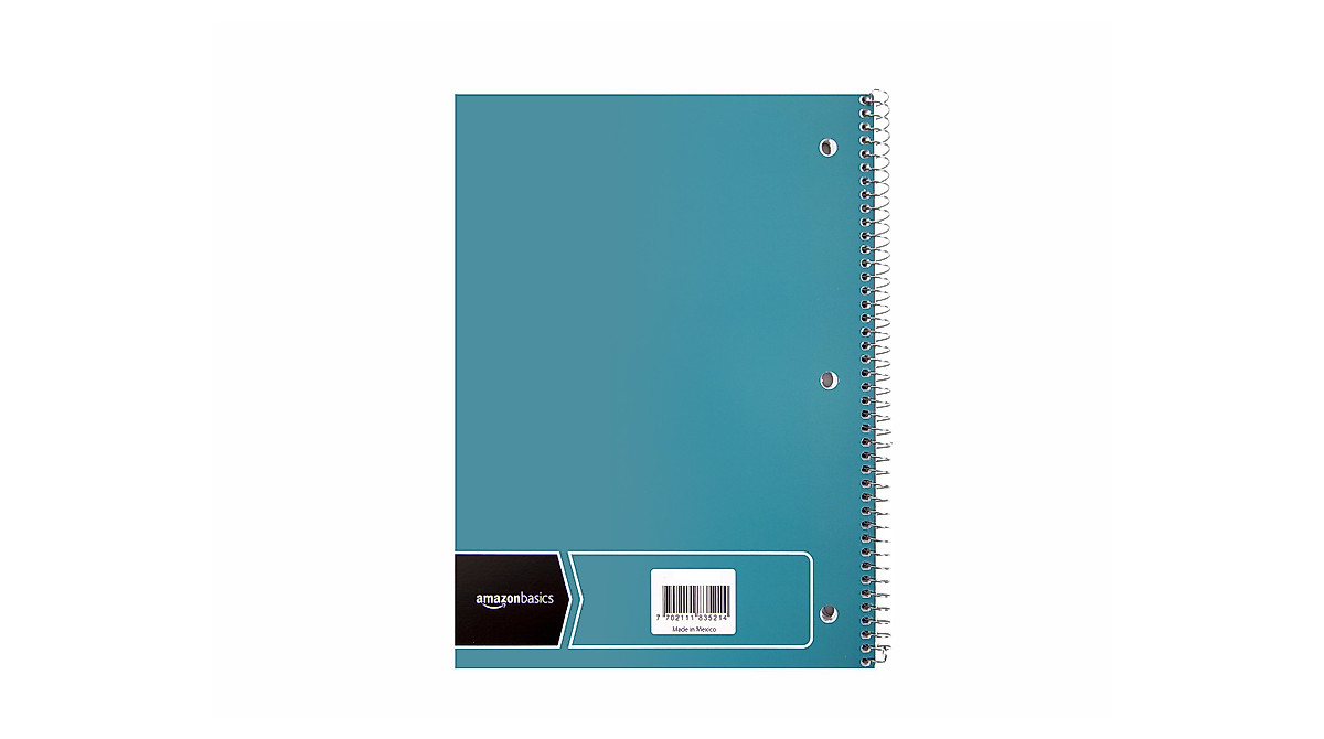 Amazon Basics Wide Ruled Spiral Notebook, 100 Sheets, 5-Pack