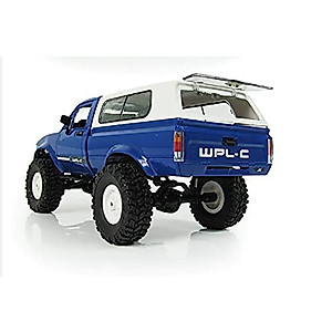 FMTStore WPL C24 1/16 2.4GHz 4WD RC Car Crawler Headlight Remote Control Crawler Off-Road Pick-up Truck RTR Toy Boy, Girl and Adult (Blue)