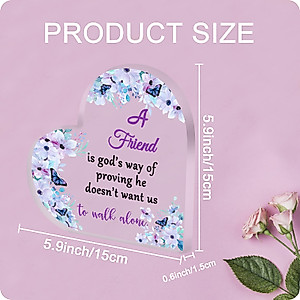 Friendship Gifts for Women Acrylic Hearts Inspirational Gift Purple Flowers Gifts Christian Gifts for Women Best Friend Thankful Gifts for Birthday Thanksgiving Day Holiday Gift (Purple Flowers)