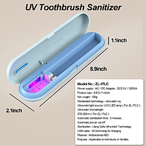 VAPTEC Toothbrush Travel Case,Portable Toothbrush Box Toothbrush Covers with U V Cleaning Light for Home and Travel