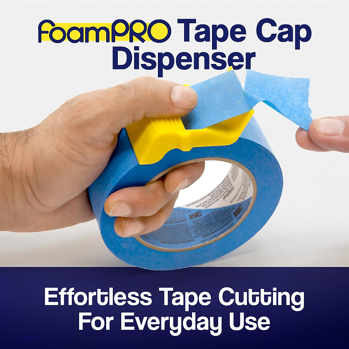 Foampro 149 Tape Cap Compact Tape Dispenser, 3-Pack for 1”, 1 1/2” and 2” Masking and Painter’s Tape | DIY Painting Accessories | Tape Corners, Create Labels, Arts & Crafts Projects & More!