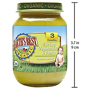 Earth's Best Organic Stage 3 Baby Food, Spring Vegetables and Pasta, 6 oz. Jar