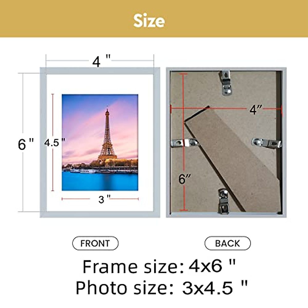 Aejvw Picture Frame Set of 5 - Lightweight and Sturdy Picture Frames Collage Wall Decor, Multi-purpose Wall & Tabletop Photo Frames Suitable for Home, Office and Festivals (4x6 inch, Grey)