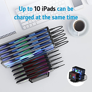 USB PD Charging Station, Unitek 120W 10-Port Type-C Charging Station with 2 Power Delivery for Multiple Devices, Double Fast Charging for MacBook Pro/Air, iPad Pro, Pixel, iPhone, Galaxy and More