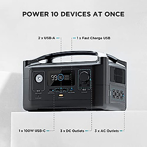 EF ECOFLOW RIVER 288Wh Portable Power Station,3 x 600W(Peak 1800W) AC Outlets & LED Flashlight, Fast Charging Silent Solar Generator (Solar Panel Optional) for Emergencies Home Outdoor Camping RV