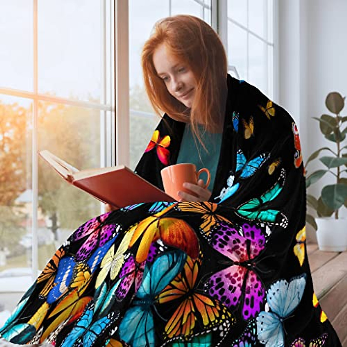 Butterfly Blanket Beautiful Butterfly Throw Blanket Ultra Soft Flannel Colorful Butterflies Blanket Gifts for Kids Adults 50"x40"