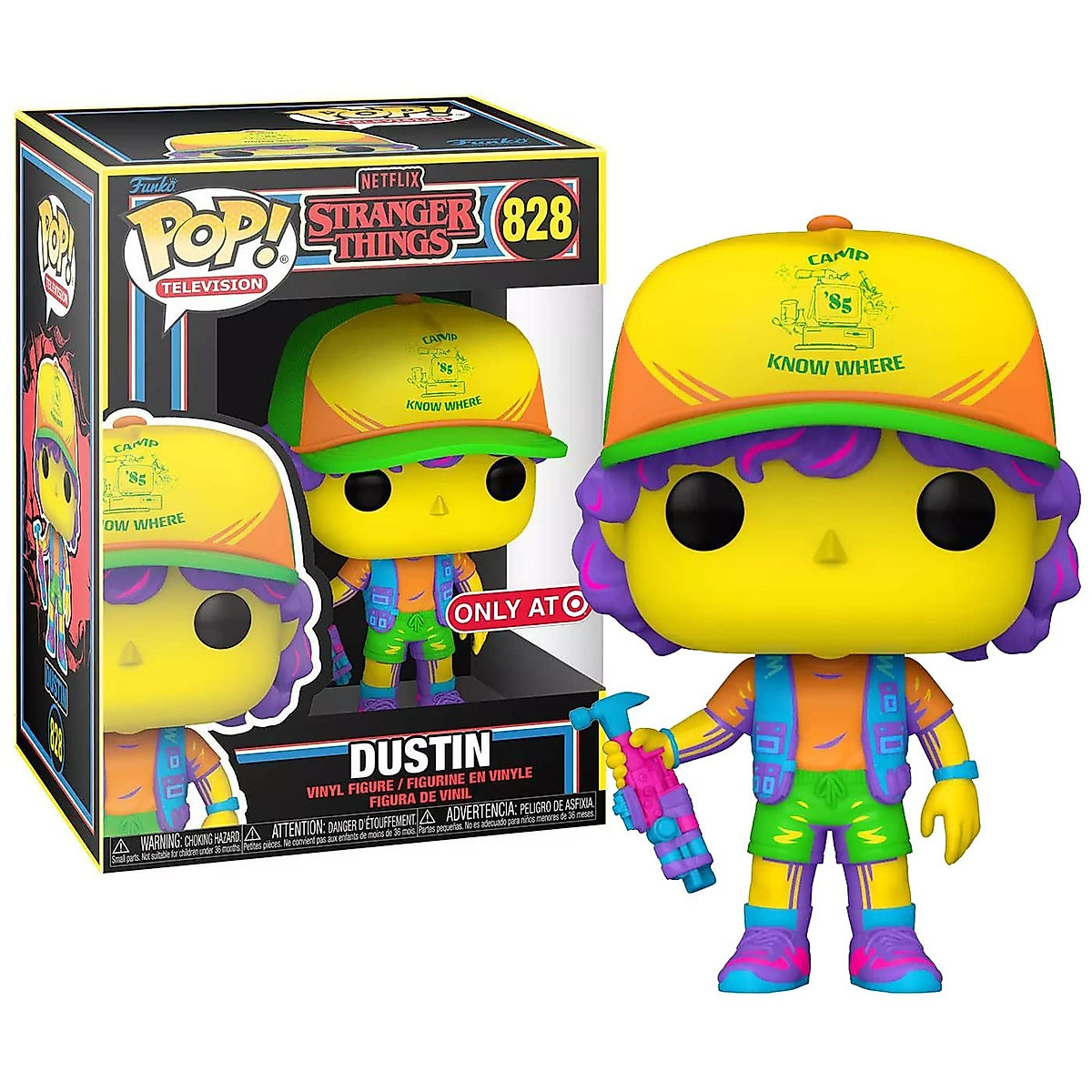 Funko Stranger Things Dustin Beef Tee Black Light GITD Glow in The Dark Special Edition POP Television #828 Vinyl Figure