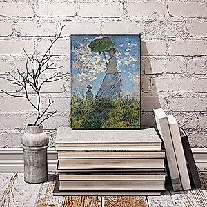 Wieco Art Woman with a Parasol Madame Monet and Her Son Canvas Prints Wall Art of Claude Monet Famous Classic Oil Paintings Reproduction People Landscape Pictures Artwork for Home Office Decorations
